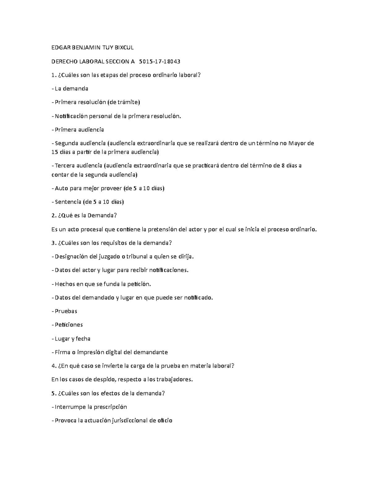 Pregunta Derecho Laboral 2 - EDGAR BENJAMIN TUY BIXCUL DERECHO LABORAL ...