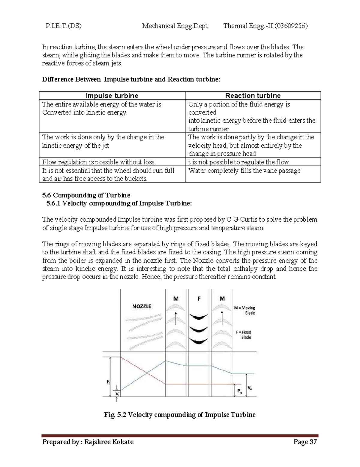 Thermal Engg.-II Lab Manual - In reaction turbine, the steam enters the ...