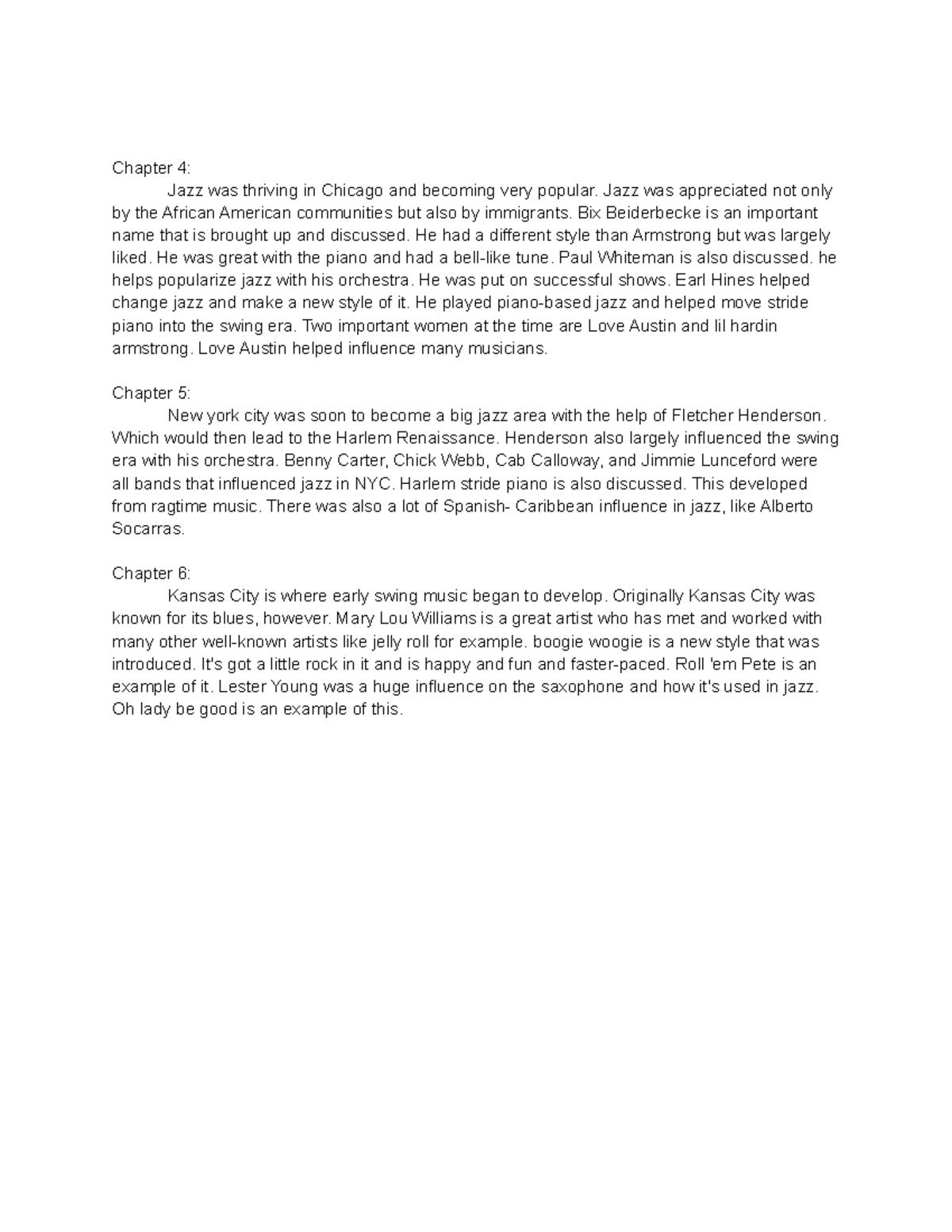 Unit 2 Reading - wrote summary paragraphs of each chapter in unit 2 ...