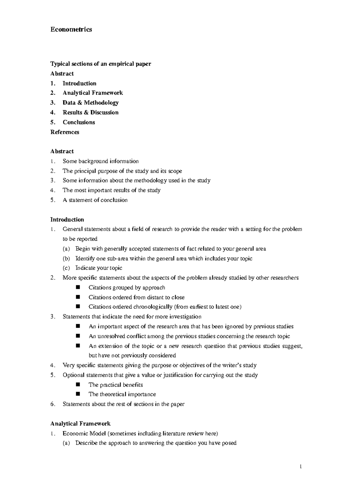 Guide for termpaper - econometrics guidance - Econometrics Typical ...