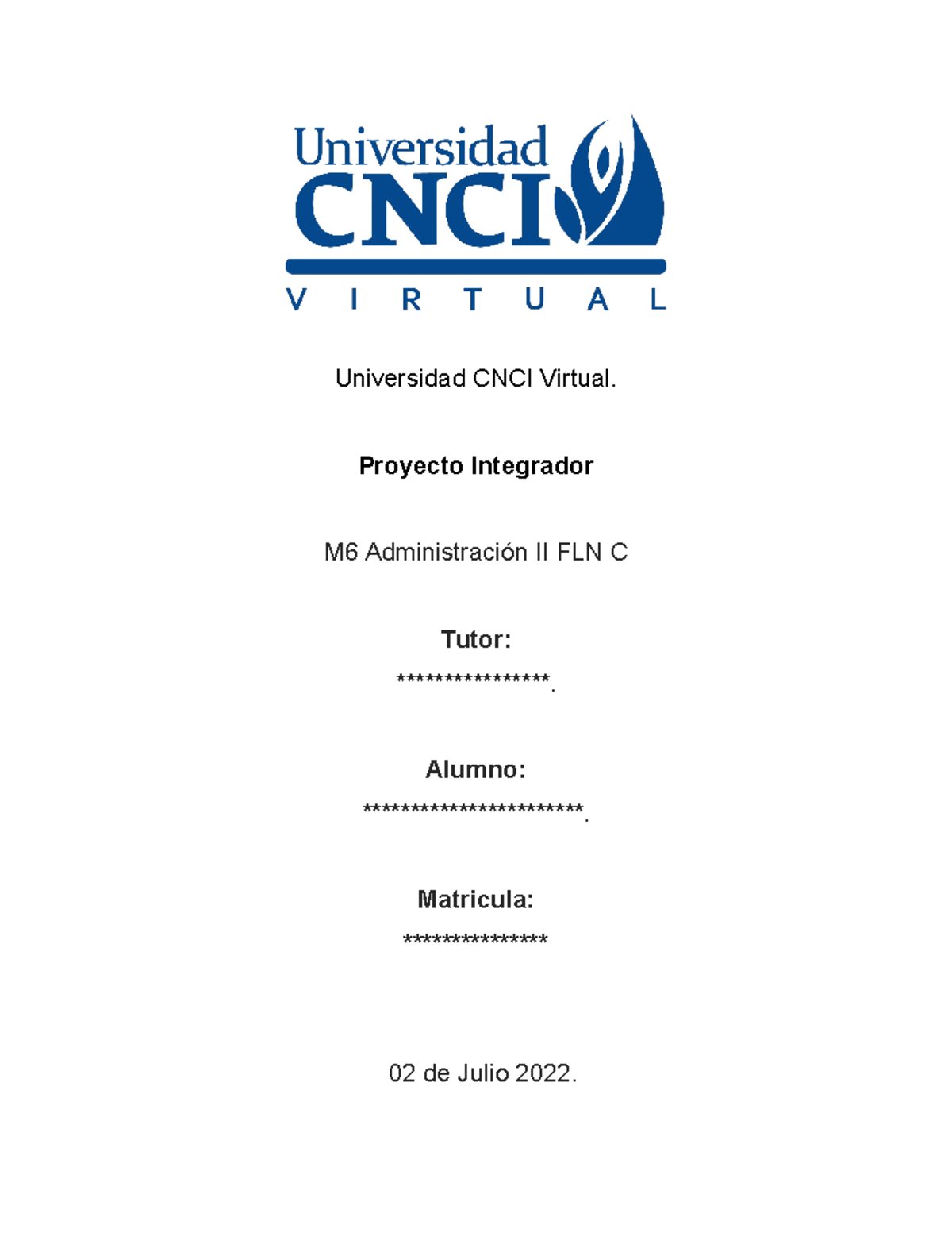 Proyecto Integrador Administracion Ii Universidad Cnci Virtual
