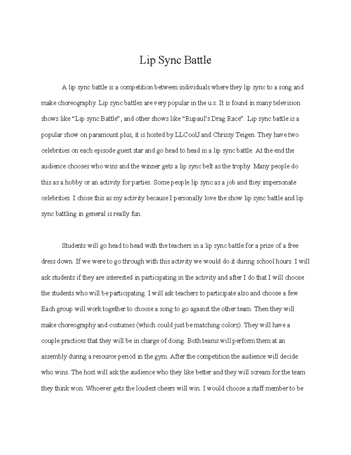 Jalaya Bonila - Leadership Activity - Lip Sync Battle A lip sync battle ...
