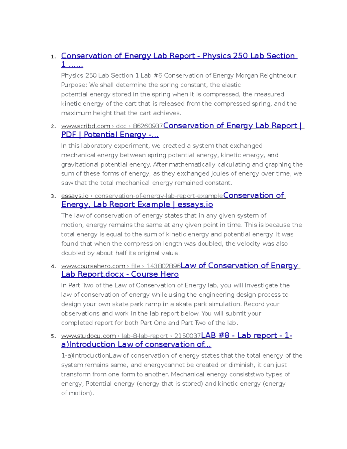 Rocks AND SALT Report - YES IT IS - 1. Conservation of Energy Lab ...