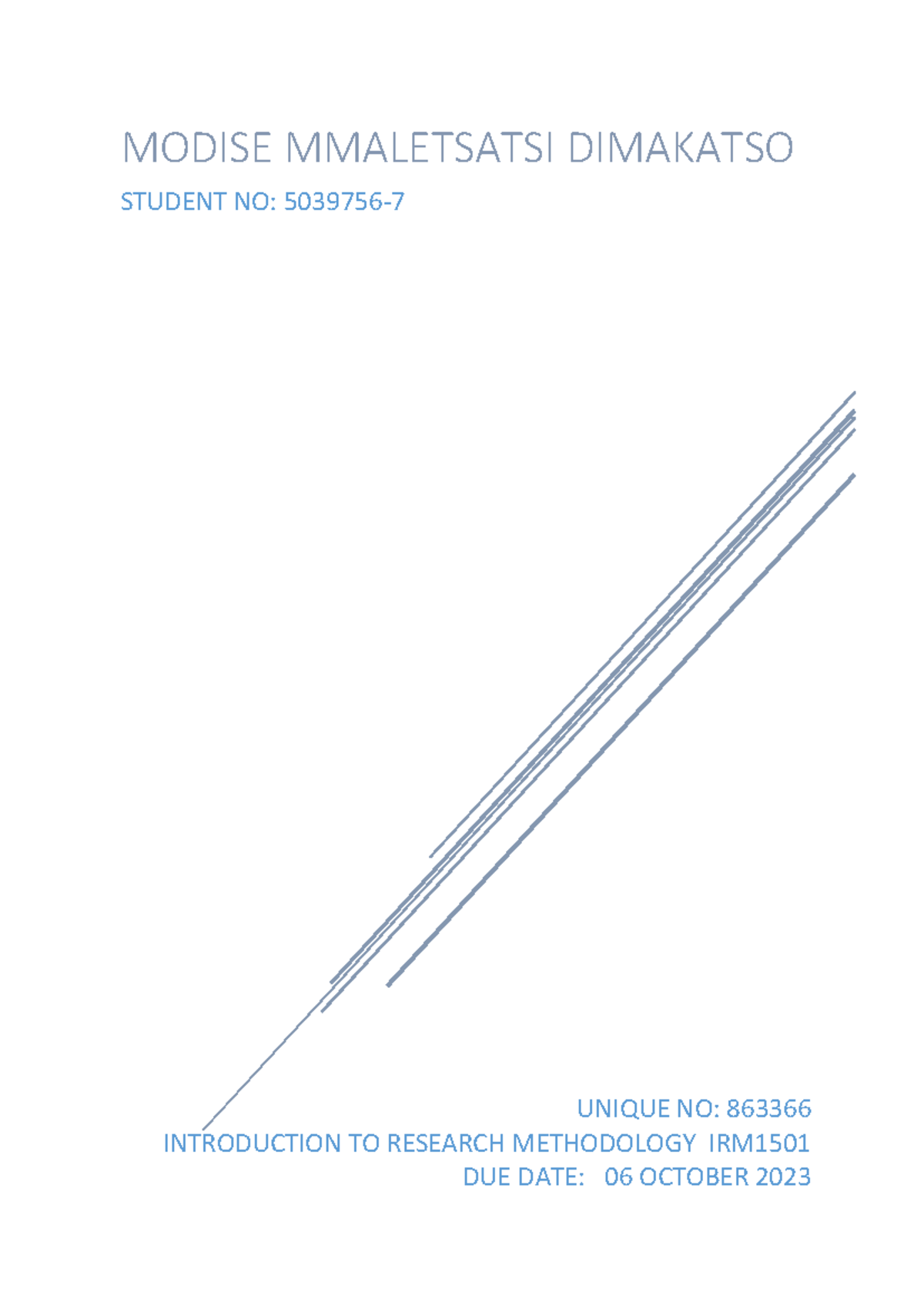 IRM1501 Portfolio - MODISE MMALETSATSI DIMAKATSO - UNIQUE NO ...