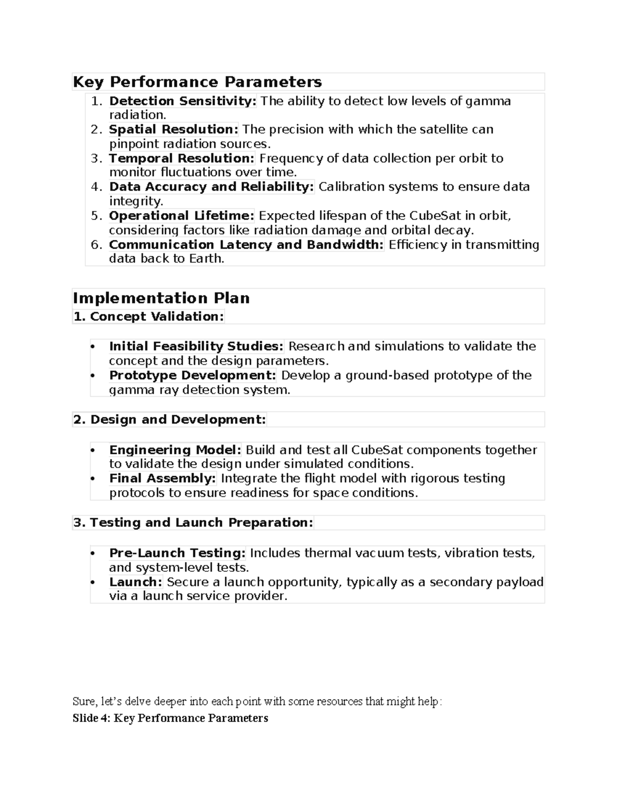 Key Performance Parameters - Detection Sensitivity: The ability to ...