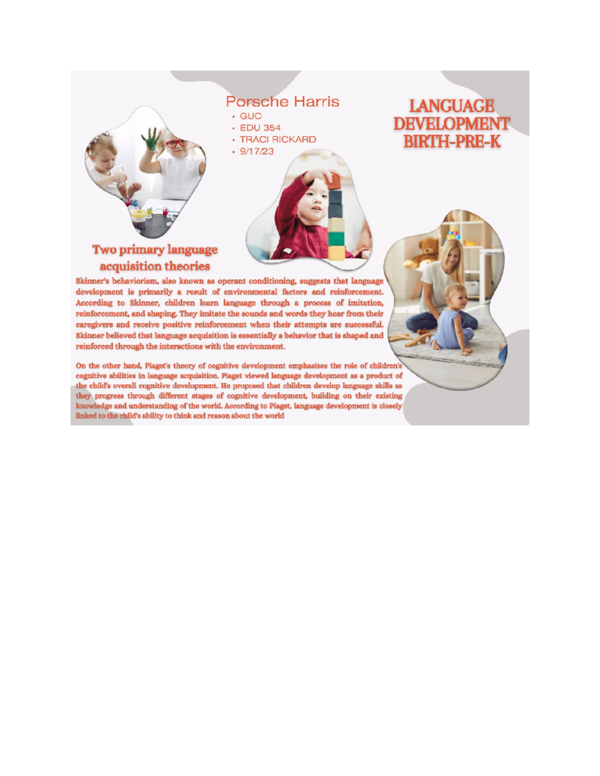 Language Development Informative Pamphlet - stages of cognitive development, building on their ...