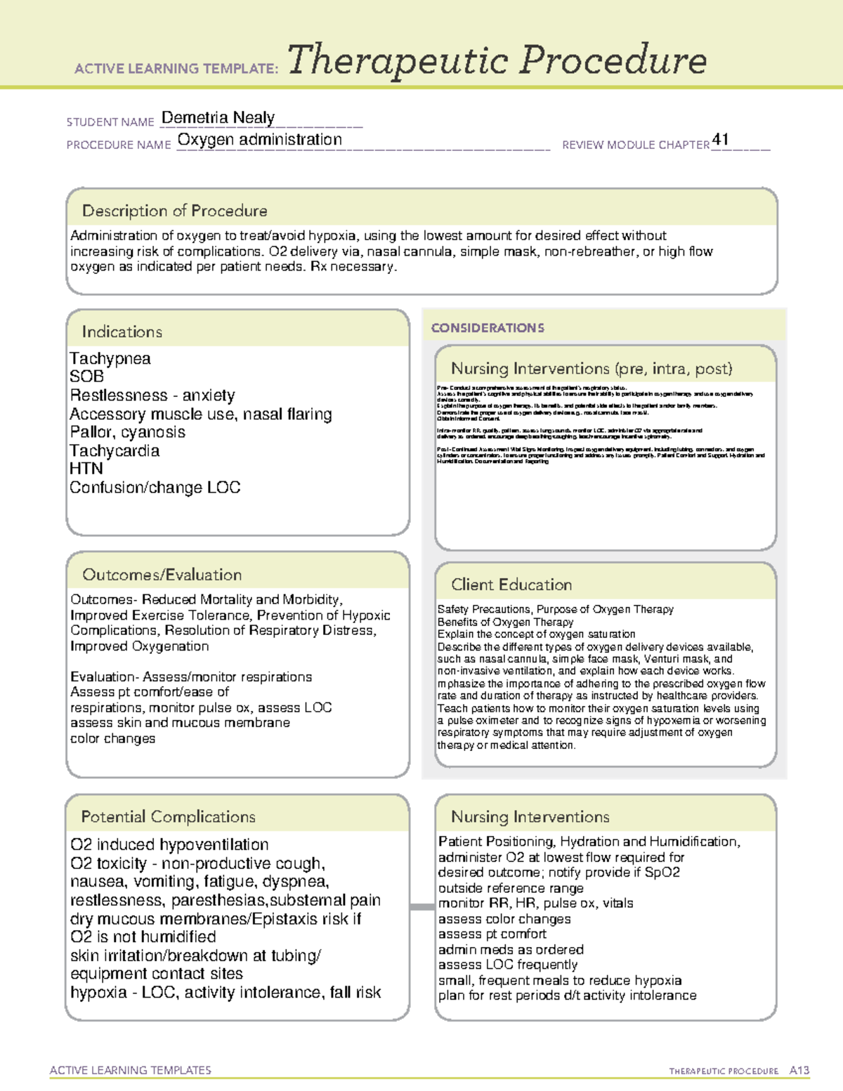 Therapeutic Procedure Oxygen Admin - ACTIVE LEARNING TEMPLATES ...