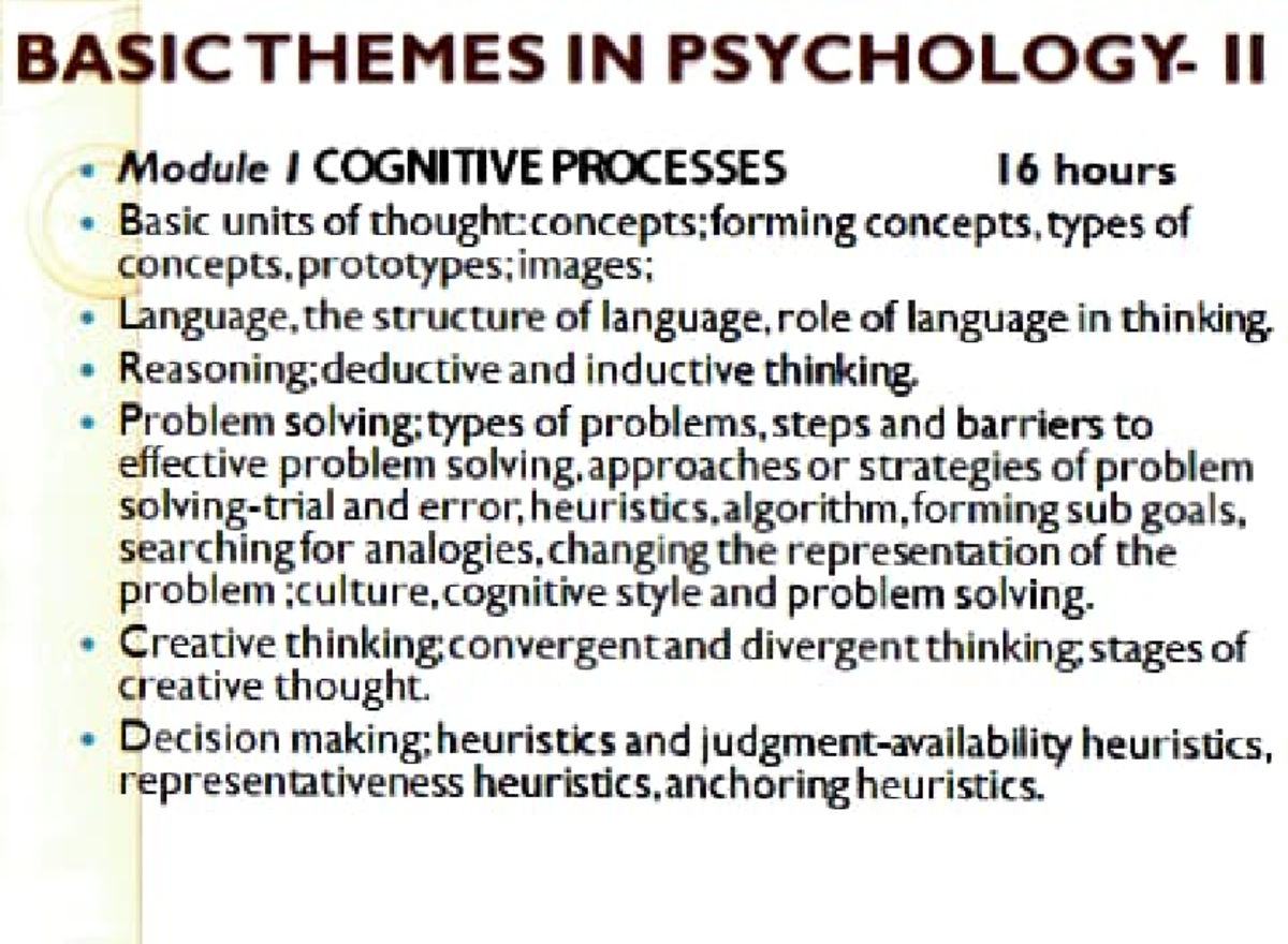 Cognitive process - ####### BASICTH IEH 1 ES 1 IN PSY 1 C 1 HOLOGY~ II ...