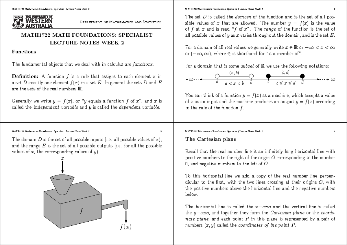MATH1722 Lecture W02-(4 pages per sheet) - Department of Mathematics and Statistics MATH1722 ...