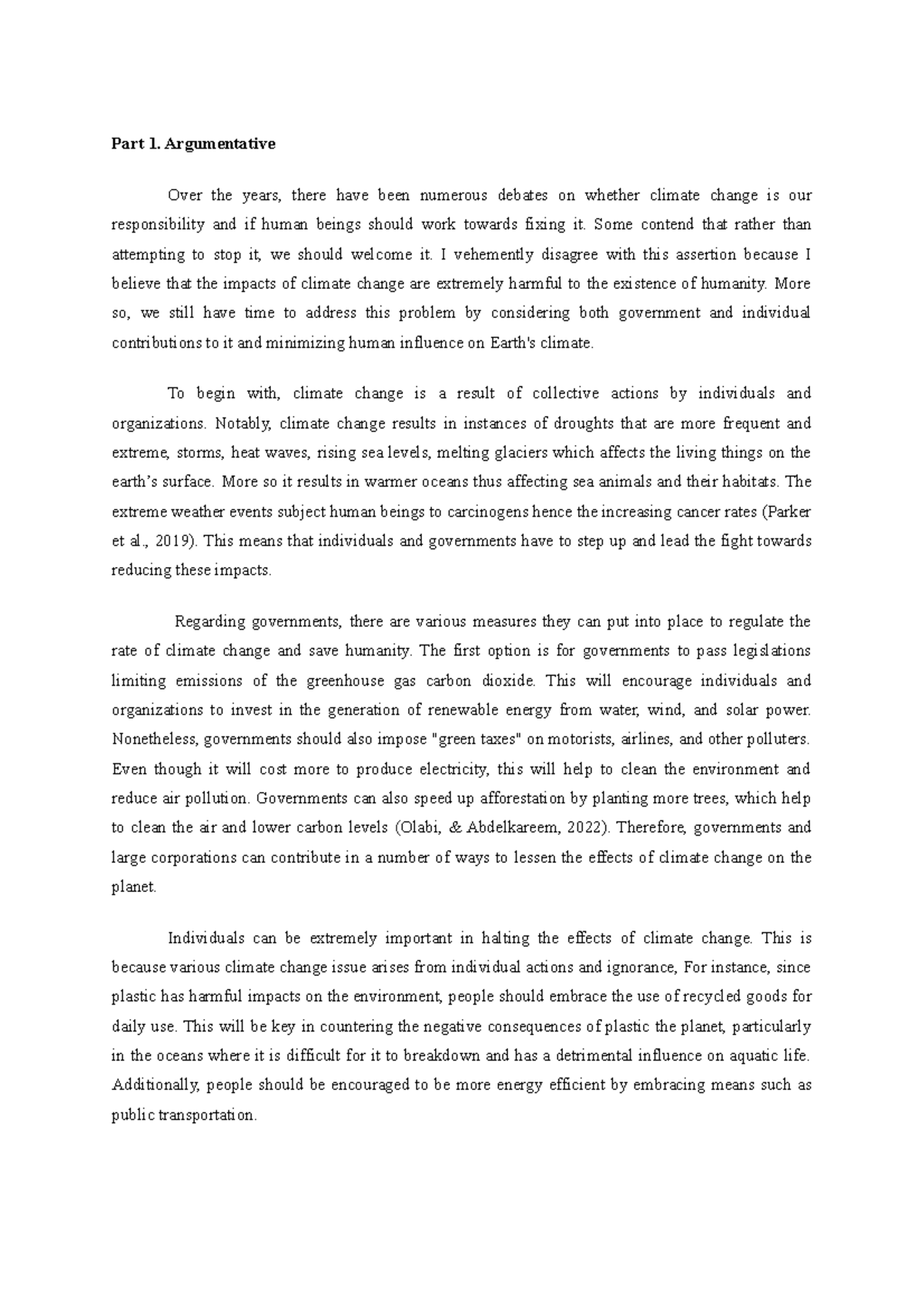 English Argumentative Essay - Part 1. Argumentative Over the years ...