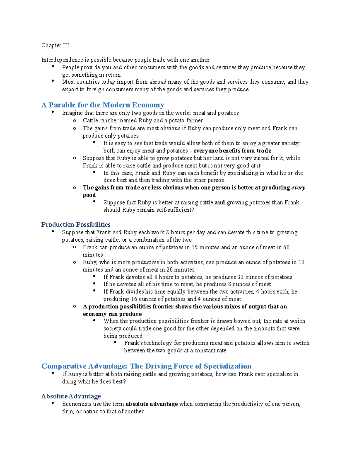 Chapter III Micro - Chapter III Interdependence is possible because ...