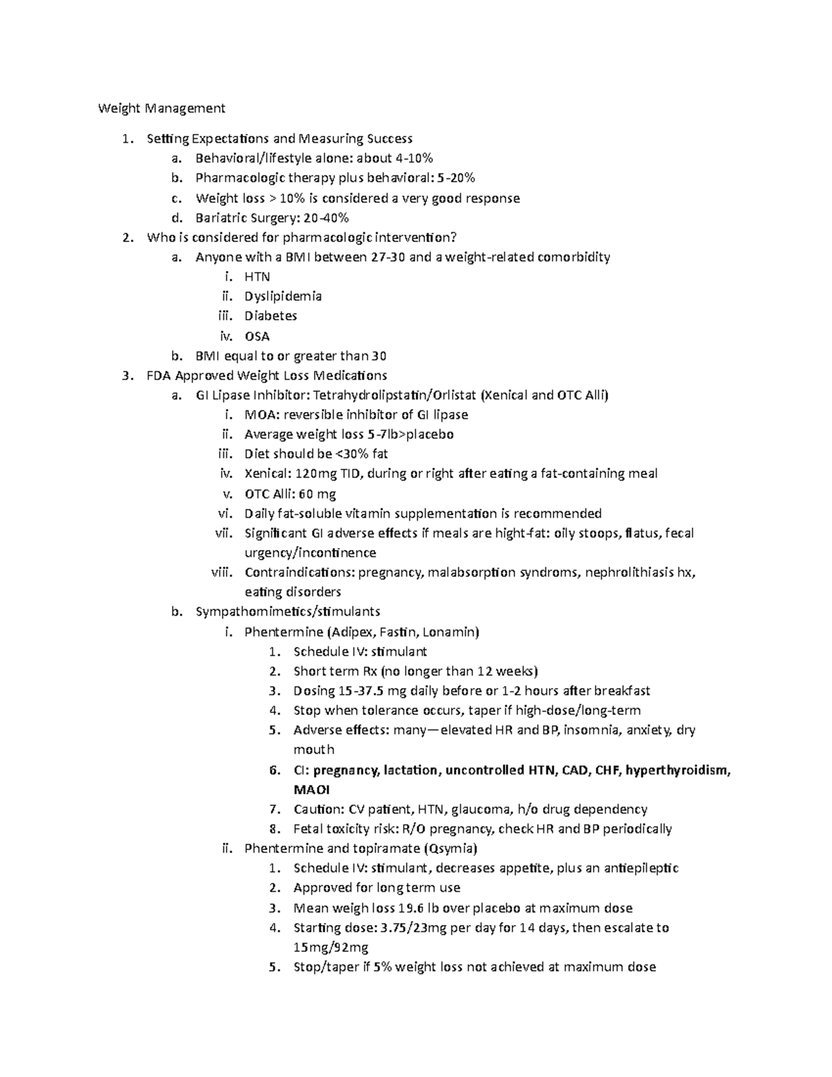 Weight Management notes - Weight Management Setting Expectations and ...