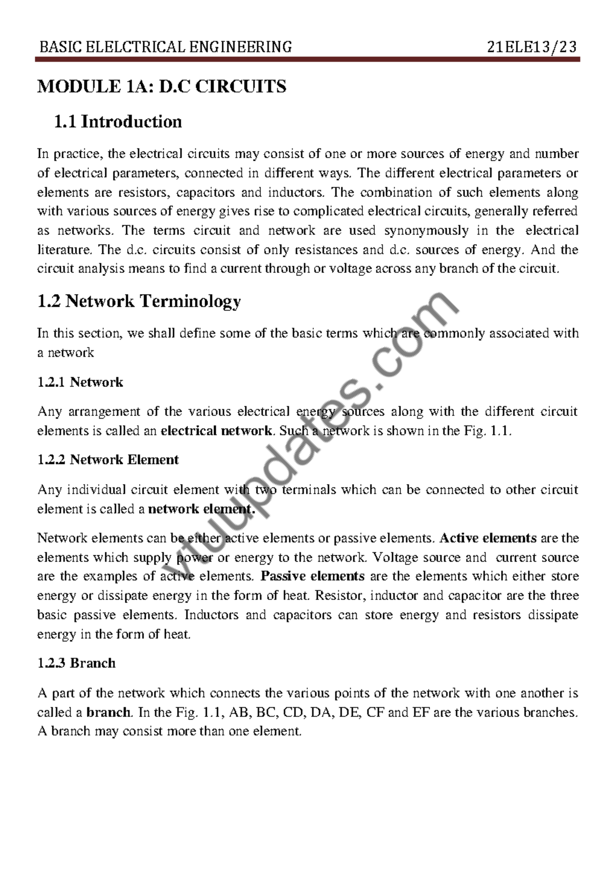 Vtuupdates Vtu Notes On Ele Dept Of Eee Atmece Module 1a D Circuits 1 Introduction In