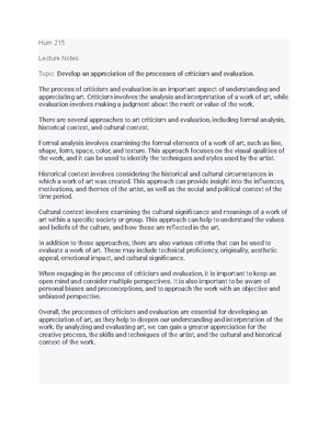 Hum 215 (4 - Schoolcraft - Investigate human values as they are found ...