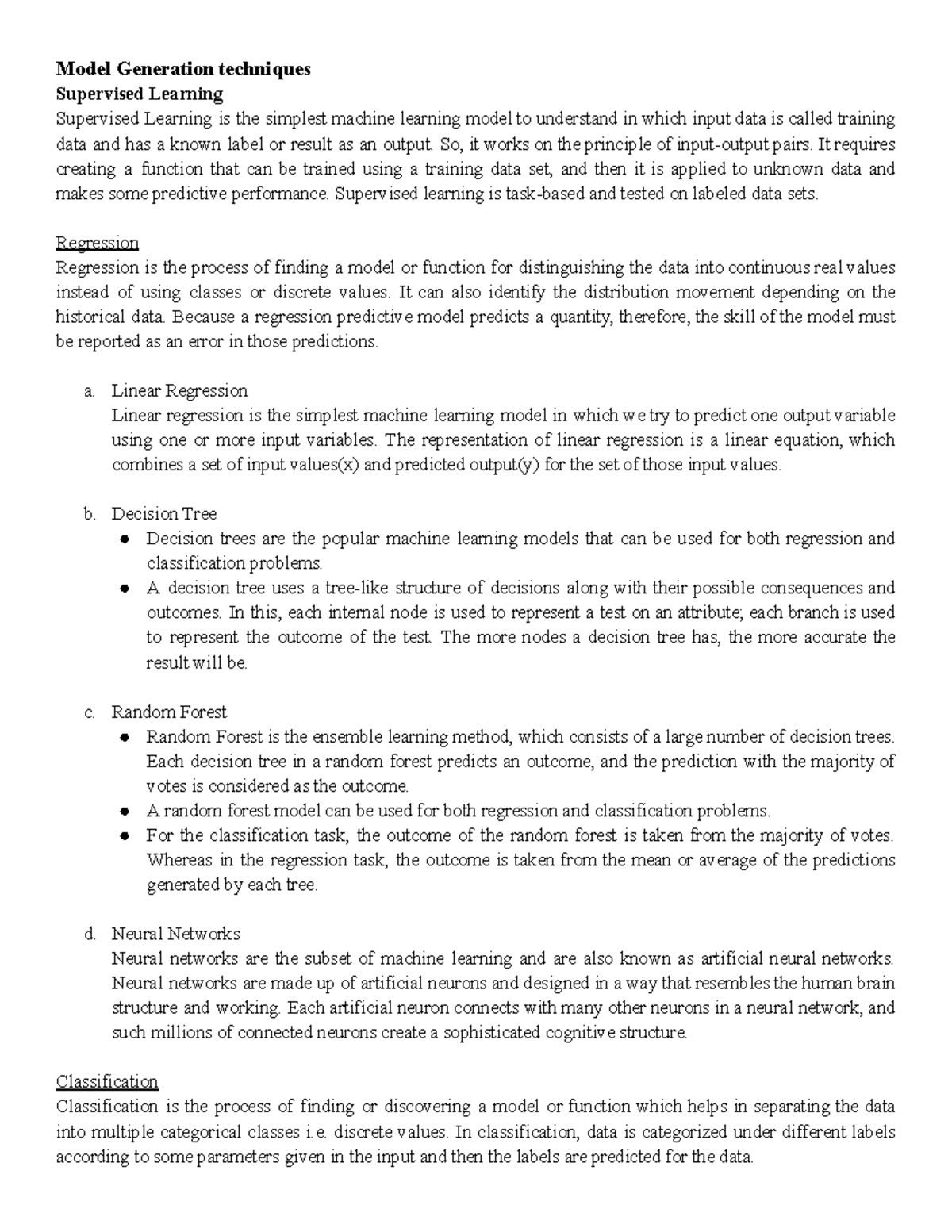 Module 3 - Methodology - Model Generation techniques Supervised ...