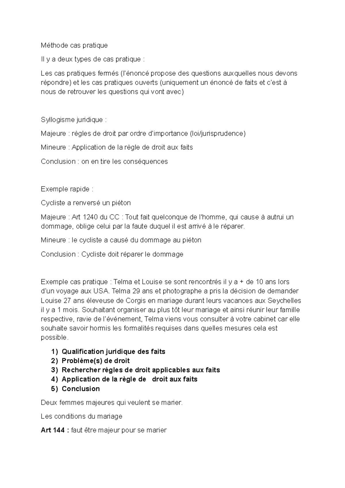 Cas pratique - méthodologie - Méthode cas pratique Il y a deux types de ...