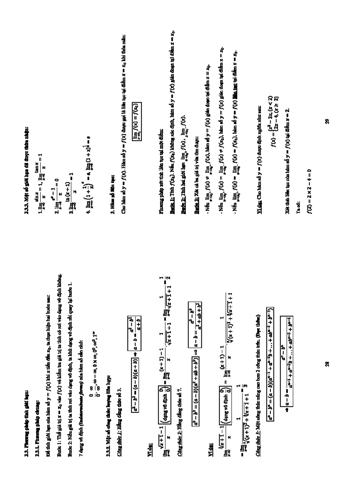 CT lim, đạo hàm, tích phân - 2. Phuong pháp tinh giói han: 2.3. Môt ...
