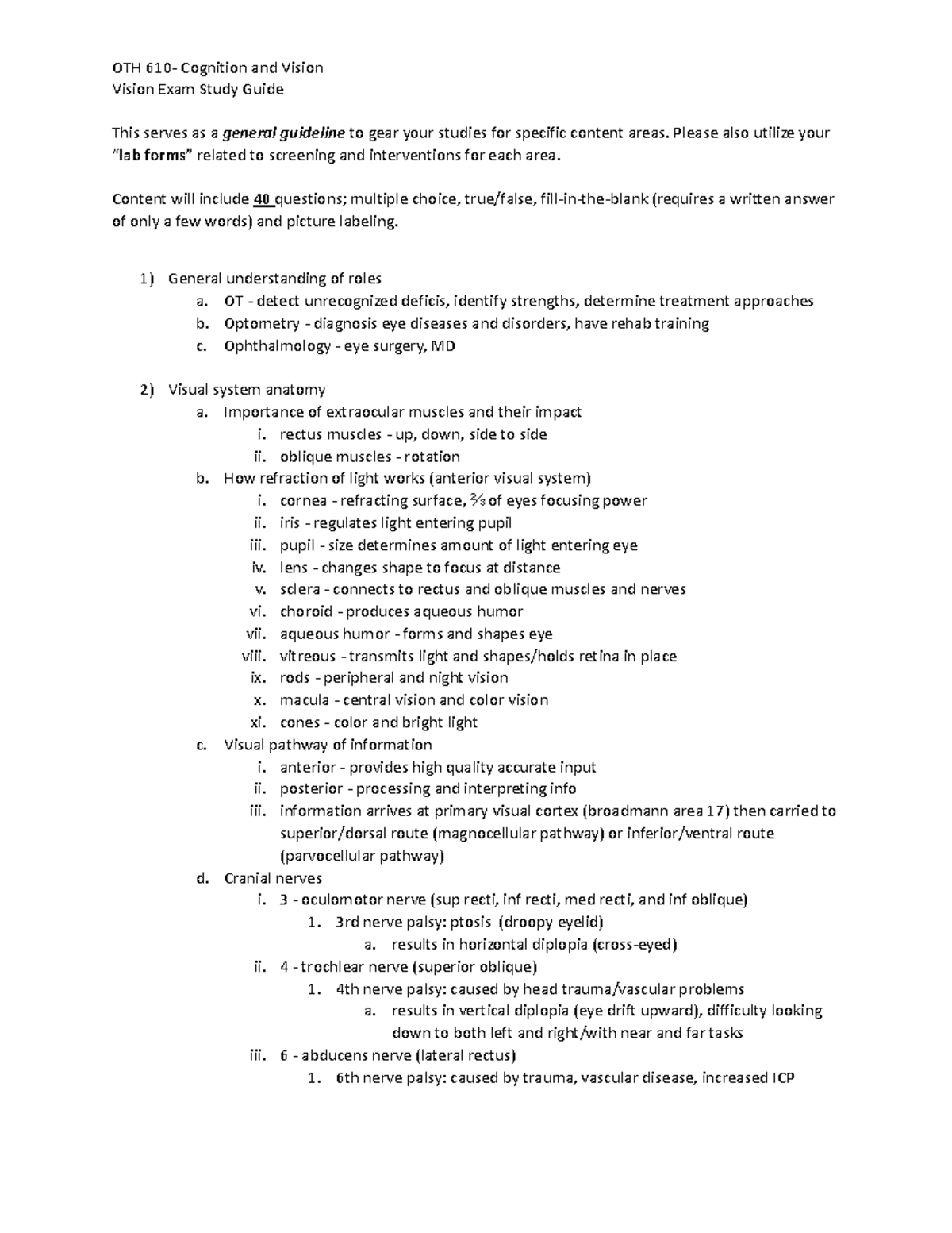 610 - Vision exam study guide - 2021 - Vision Exam Study Guide This ...