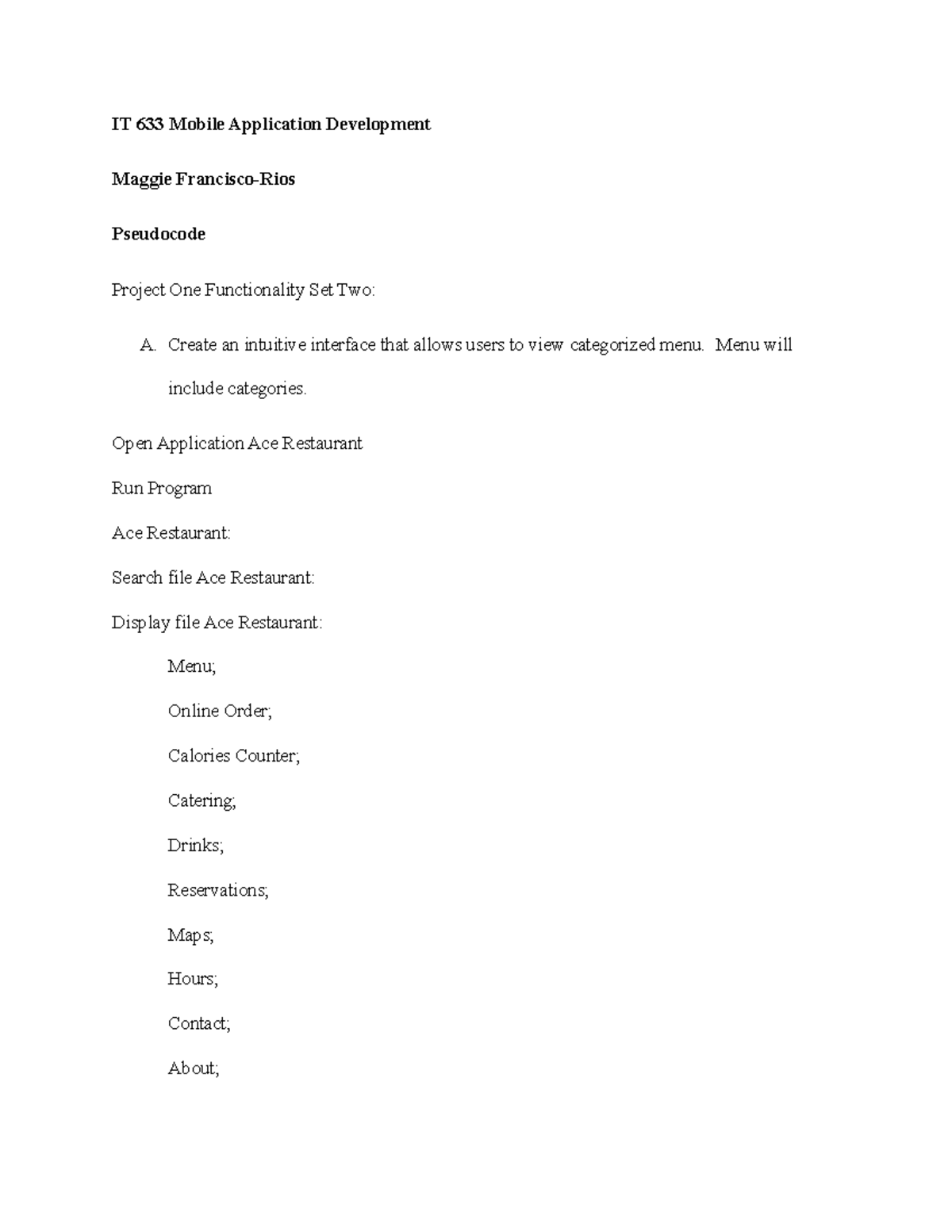 IT 633 2-1 Assignment - IT 633 Mobile Application Development Maggie ...