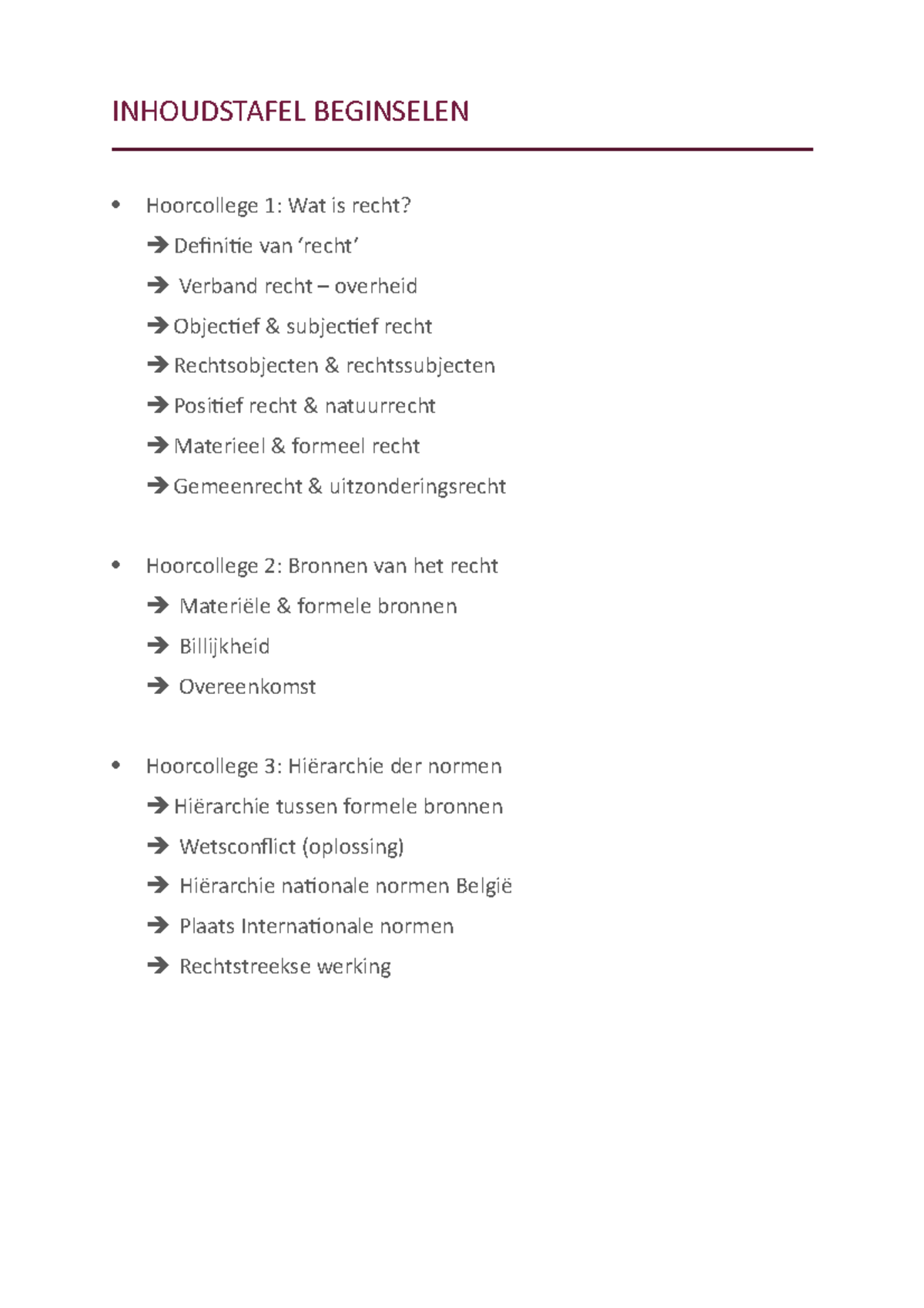 Inhoudstafel beginselen - INHOUDSTAFEL BEGINSELEN Hoorcollege 1: Wat is ...