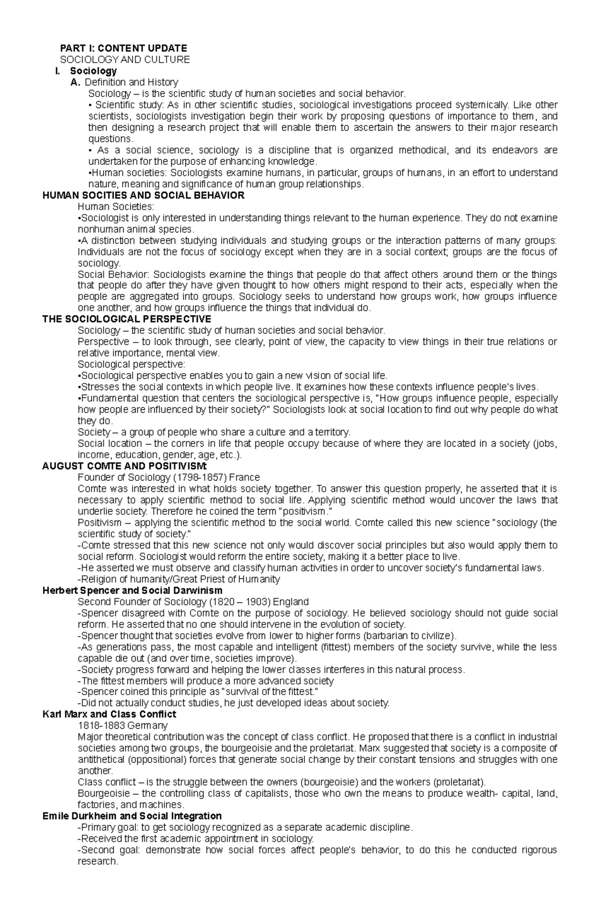Social Science Let Notes - PART I: CONTENT UPDATE SOCIOLOGY AND CULTURE ...