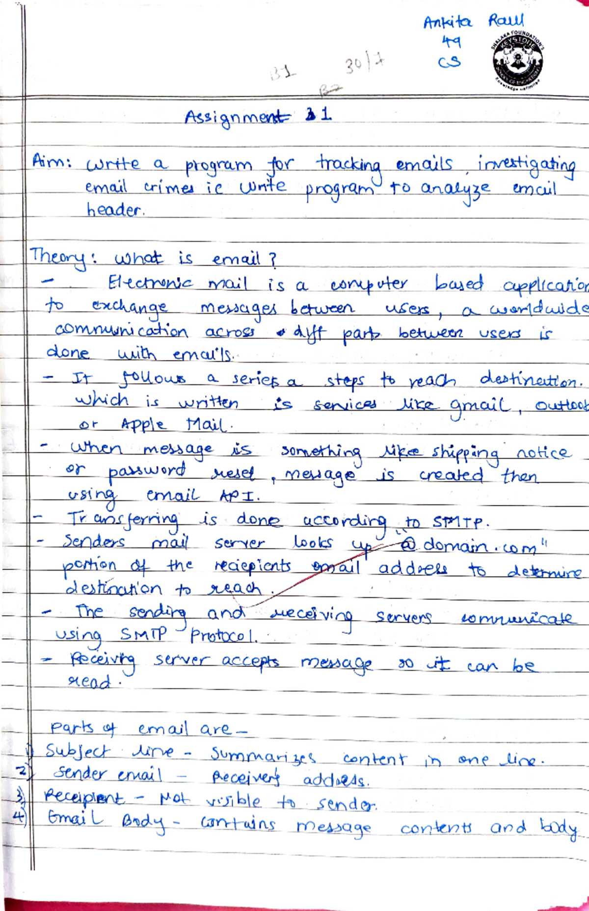 CSDF practicals 1 to 3 and case study - Assignment s1. Theoryi what is emal? imi corte a pogram ...