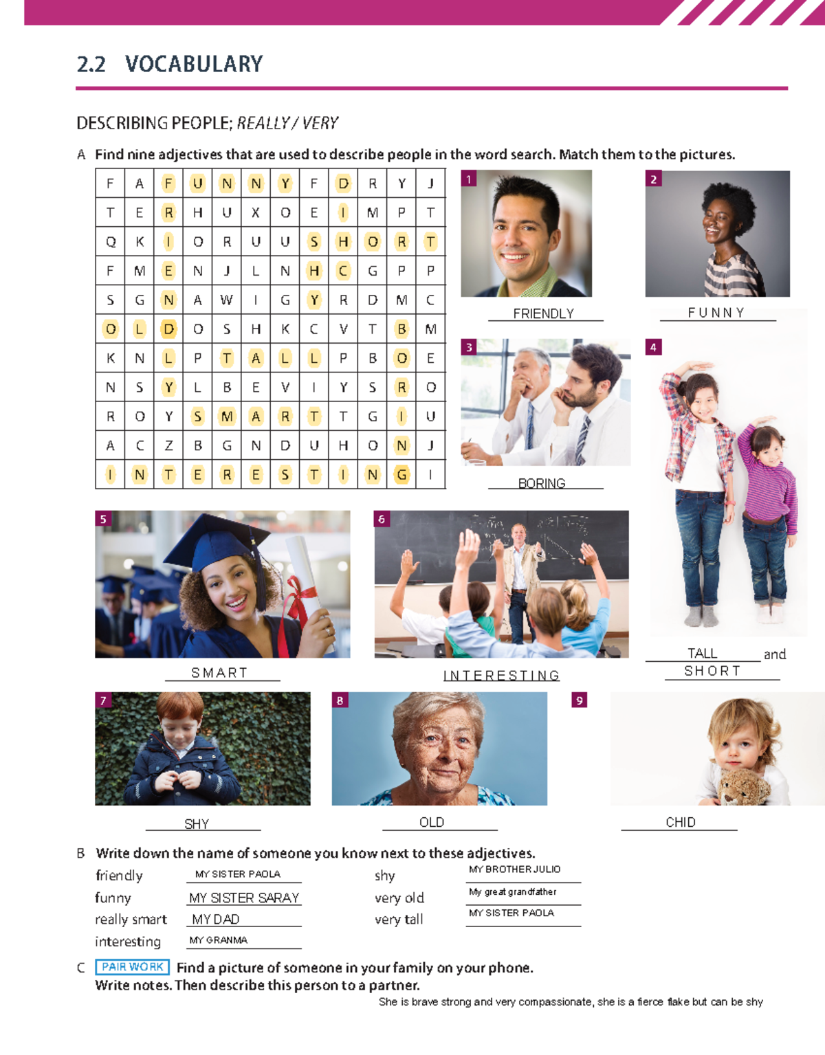 01-Plan 2-Handout 2 - handout - DESCRIBING PEOPLE; REALLY / VERY A Find ...