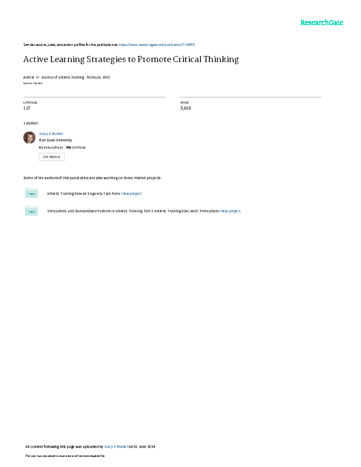 Active Learning Strategies to Promote Critical Thi - See discussions ...