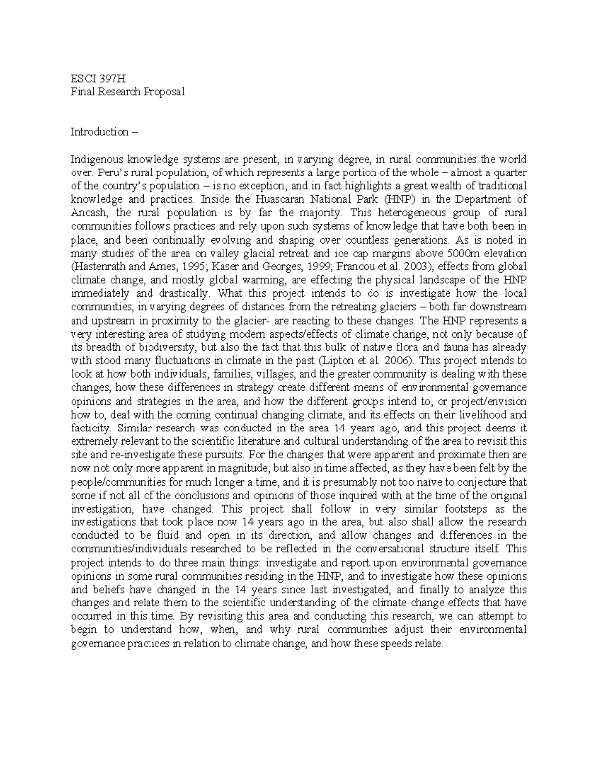 Final Research Proposal (Indigenous) - ESCI 397H Final Research ...