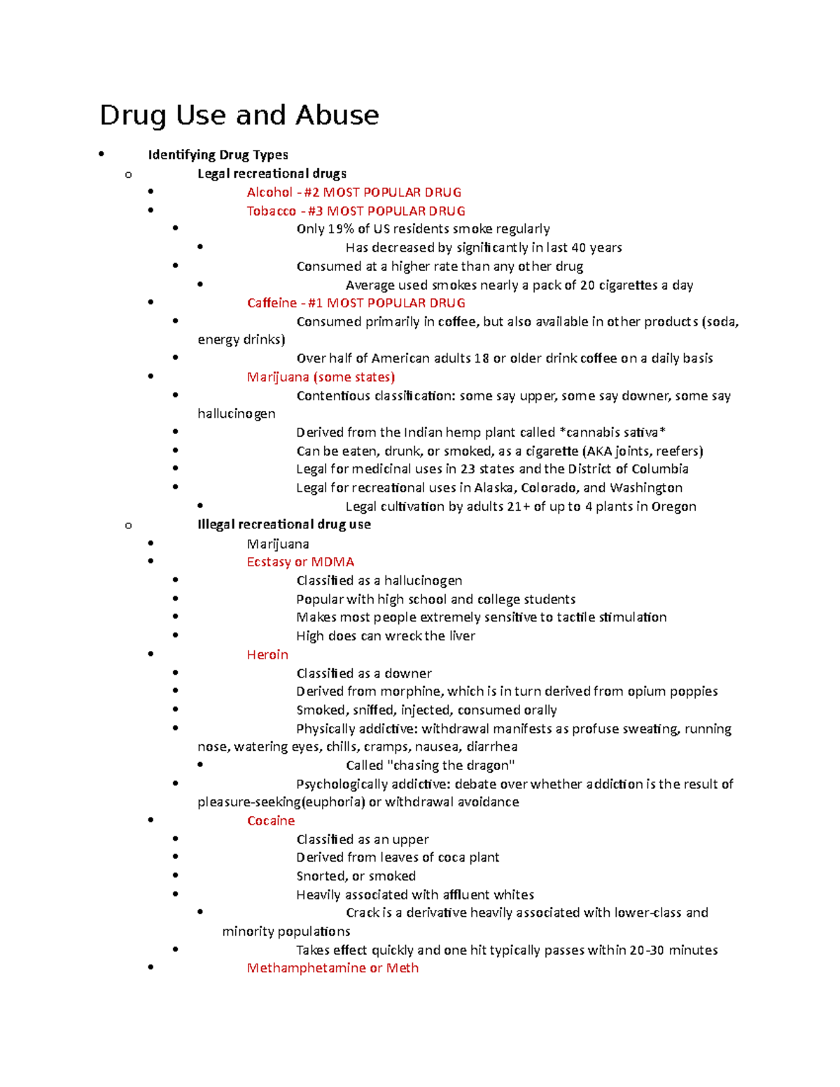 Drug Use and Abuse - USU - Stephen VanGeem - Drug Use and Abuse o o ...