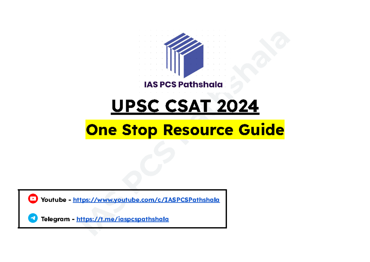 CSAT 2024 - All-in-One Resource Guide - IAS PCS Pathshala UPSC CSAT 2024 One Stop Resource Guide ...