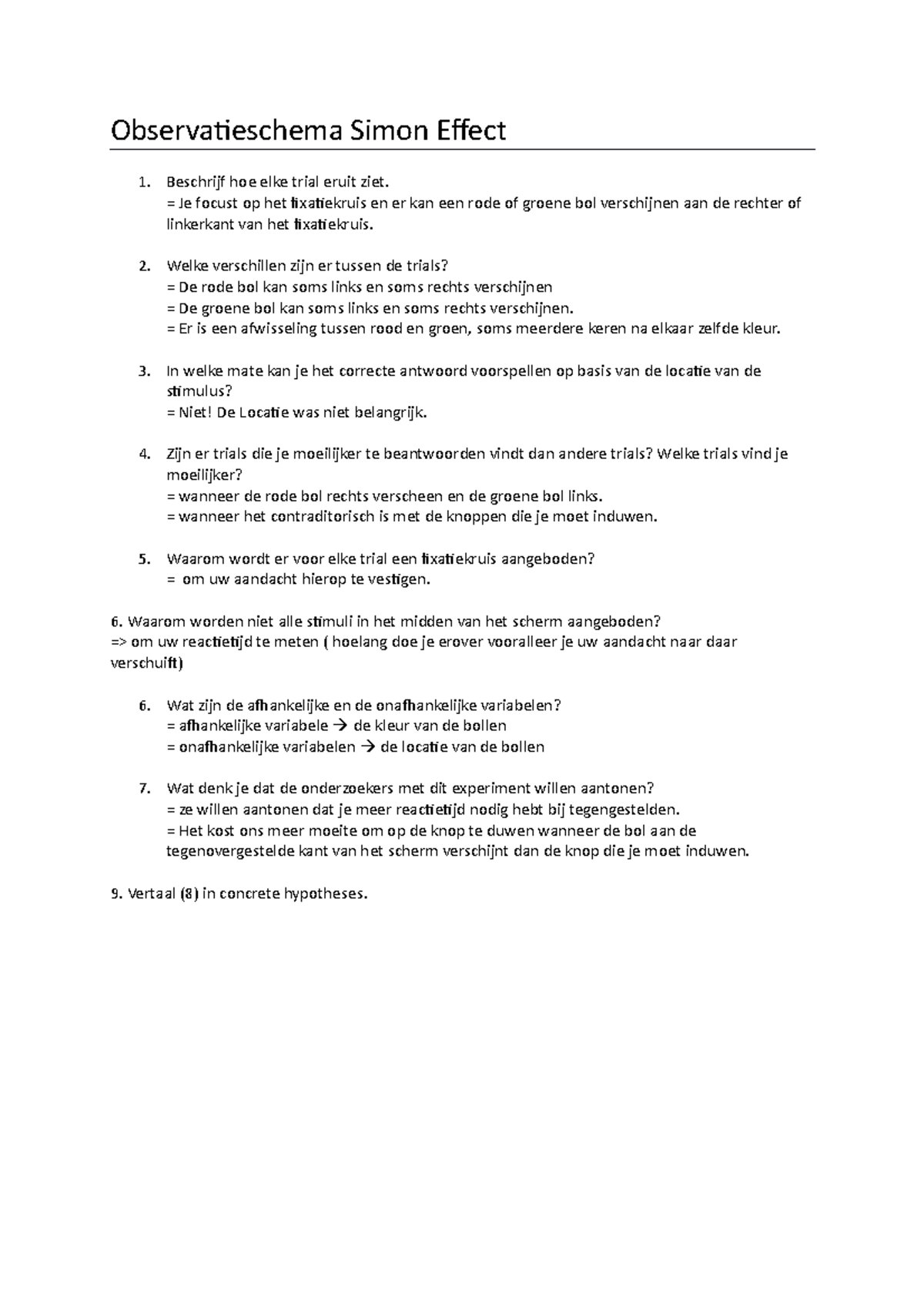 Observatieschema Simon Effect - Observatieschema Simon Effect Beschrijf ...
