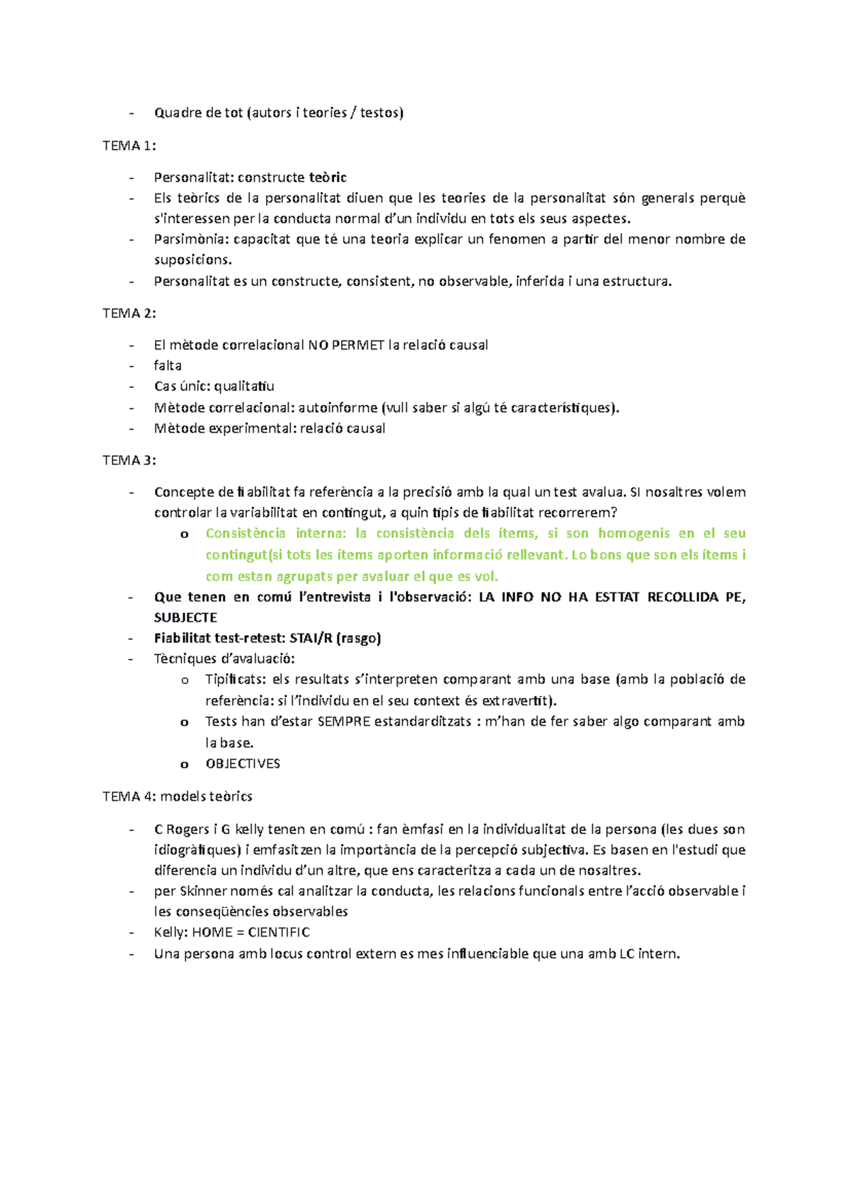 Pers i dif Preguntes Examen 1 - Quadre de tot (autors i teories ...