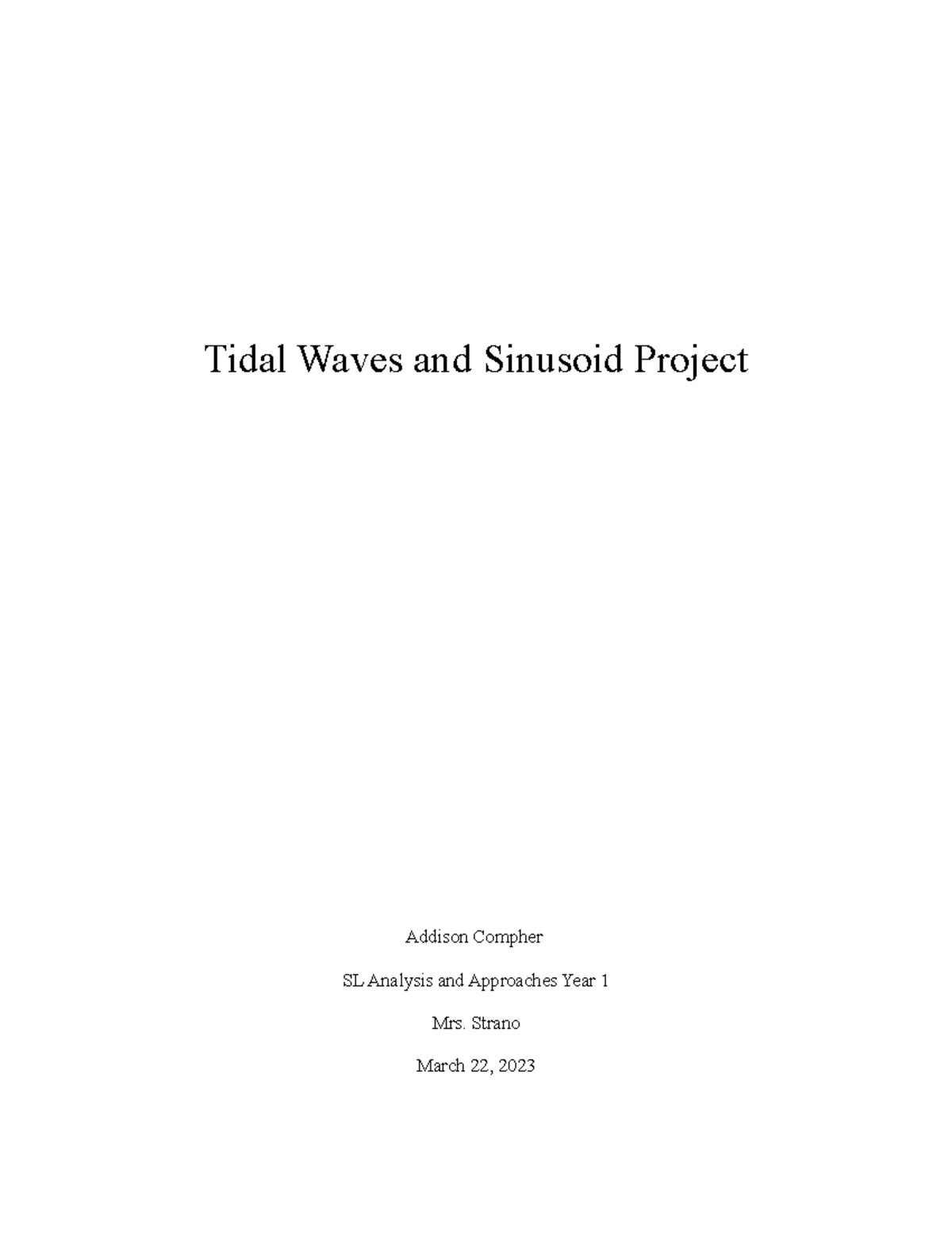Tidal Waves and Sinusoid Project - Tidal Waves and Sinusoid Project ...