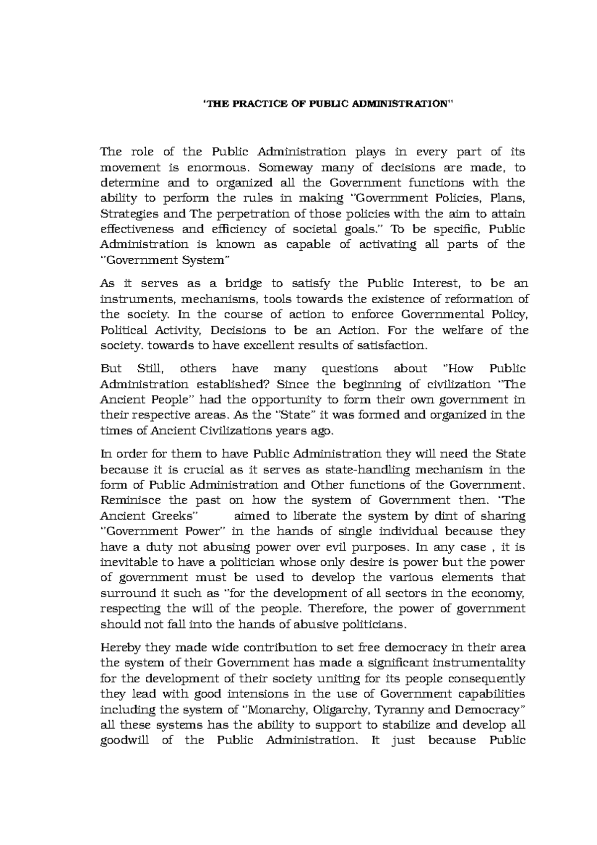 THE Practice OF Public Administration - AB Foreign Service - Studocu