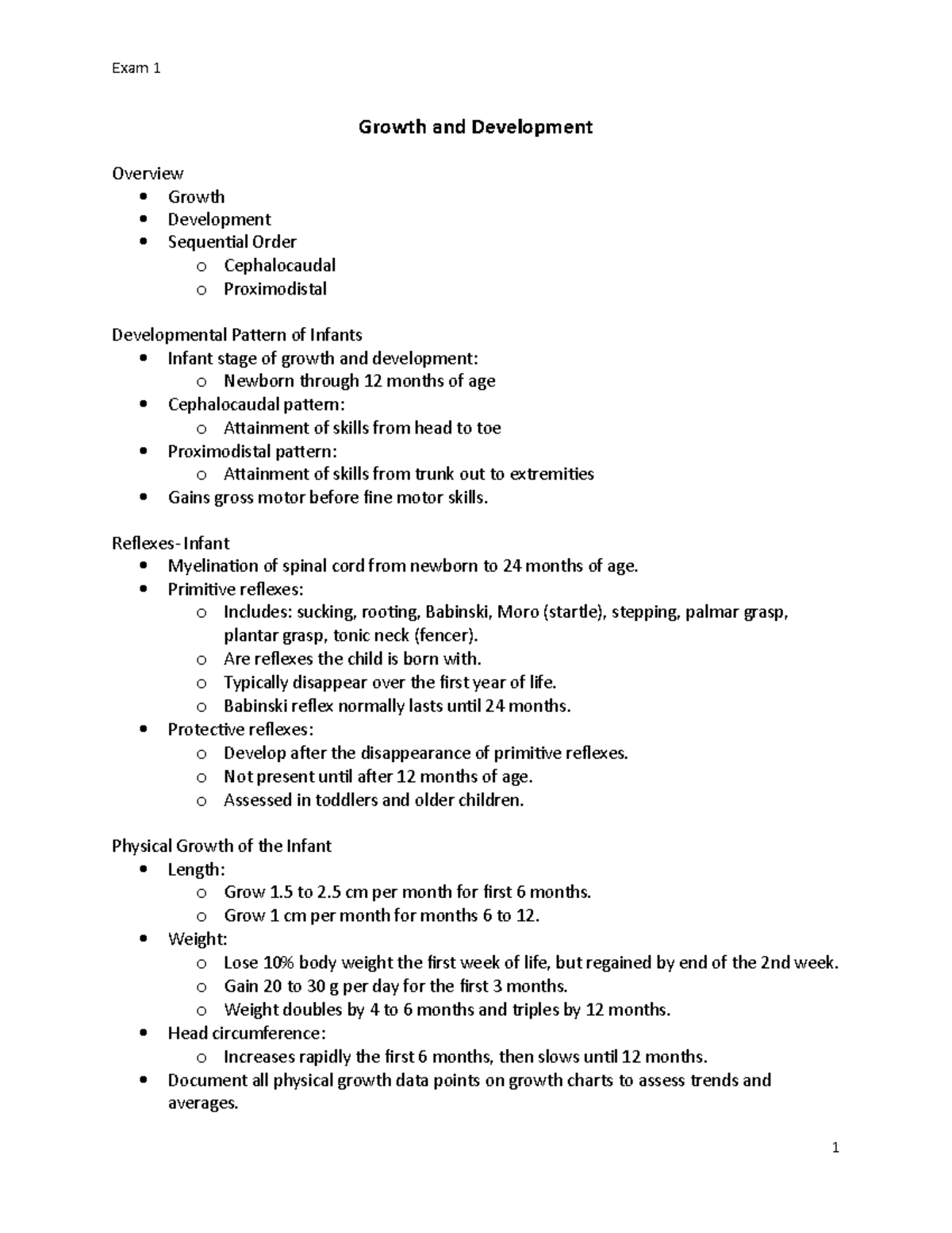 Growth and Development Exam 1 - Growth and Development Overview Growth ...