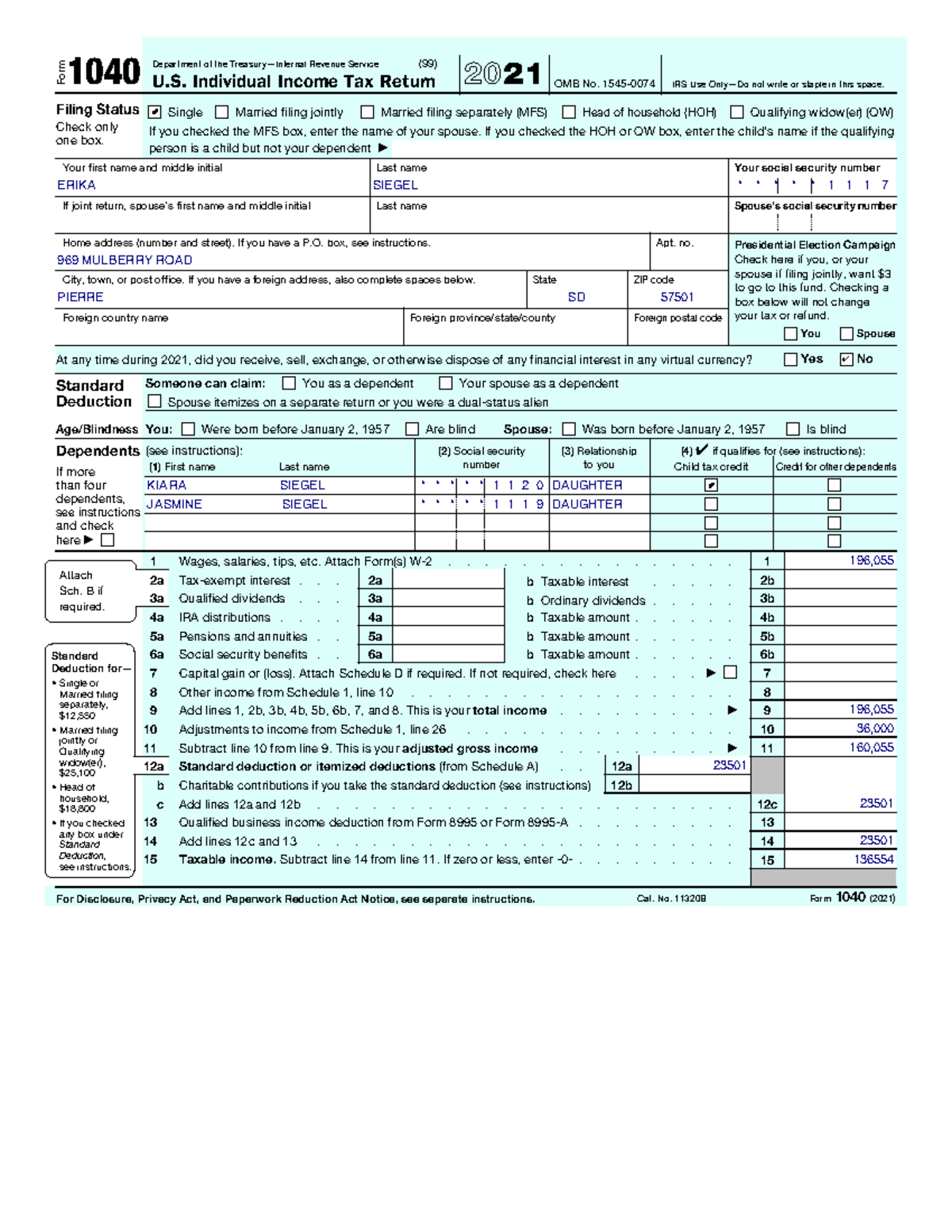 F1040-2021 - work - Form 1040 U. Individual Income Tax Return 2021 ...
