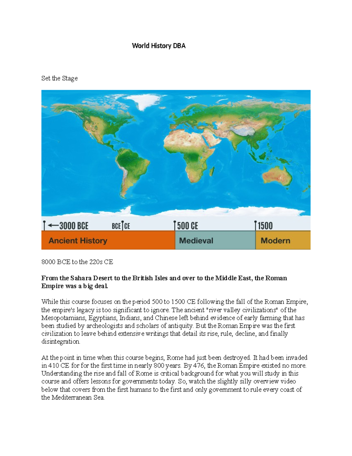 World History DBA - DBA cheat sheet - World History DBA Set the Stage ...
