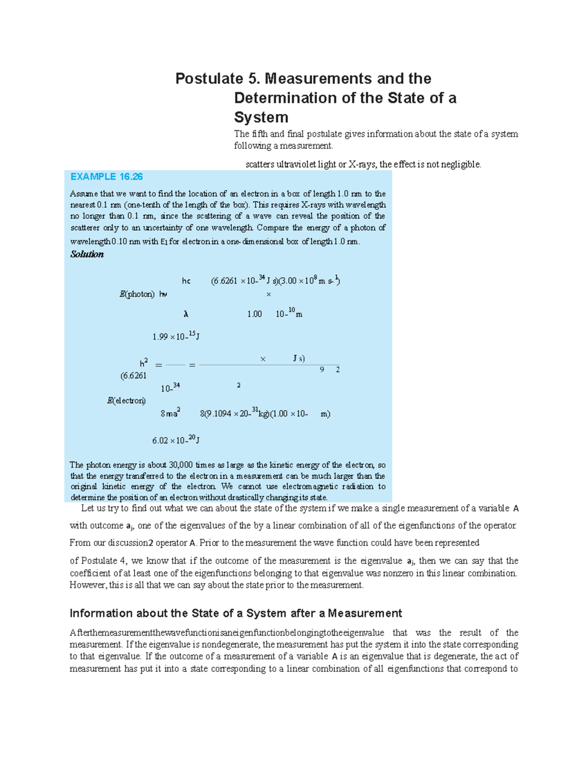 Postulate 5 - Postulate 5. Measurements and the Determination of the ...
