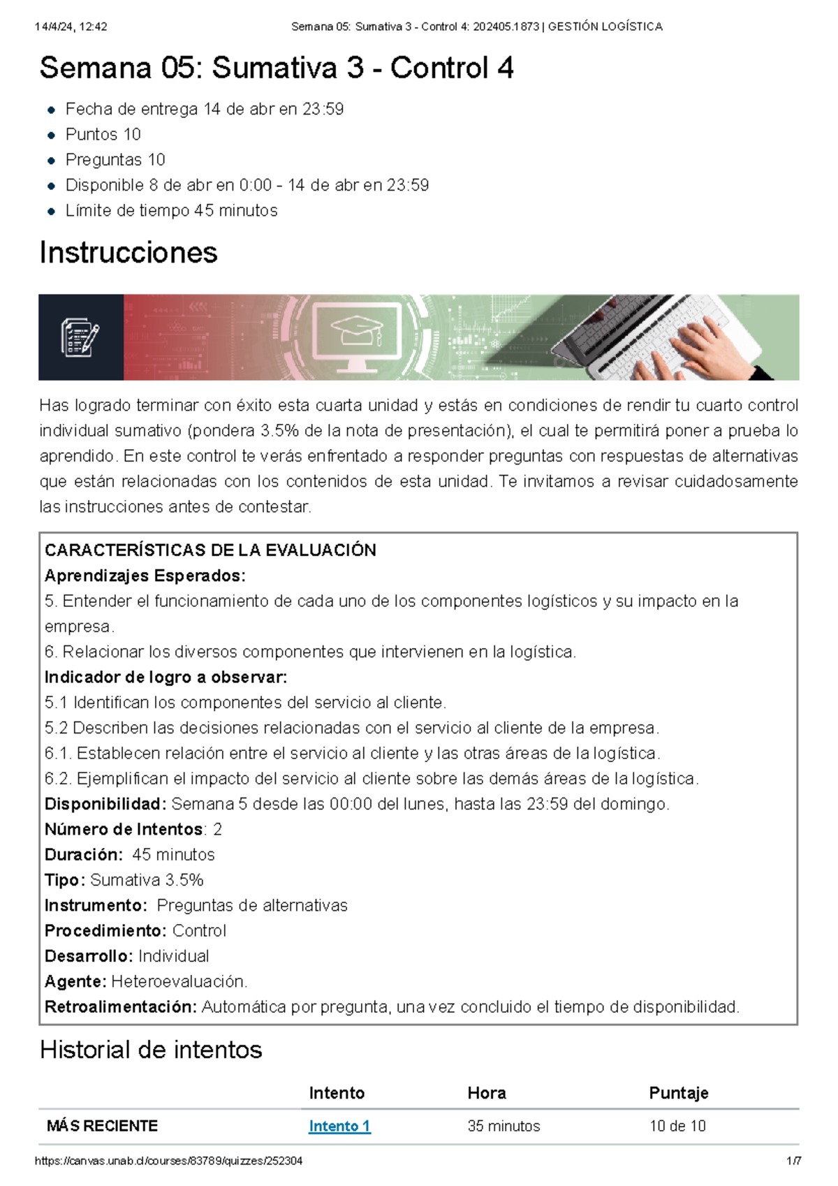 Semana 05 Sumativa 3 - Control 4 202405.1873 Gestión Logística - Semana 05: Sumativa 3 - Control ...