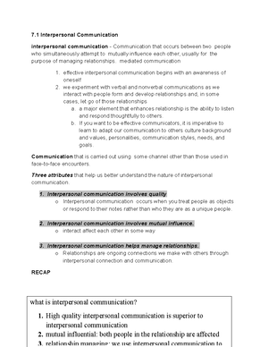 Comm 2025 Chapters 1-4 Notes - Communication other than written or ...