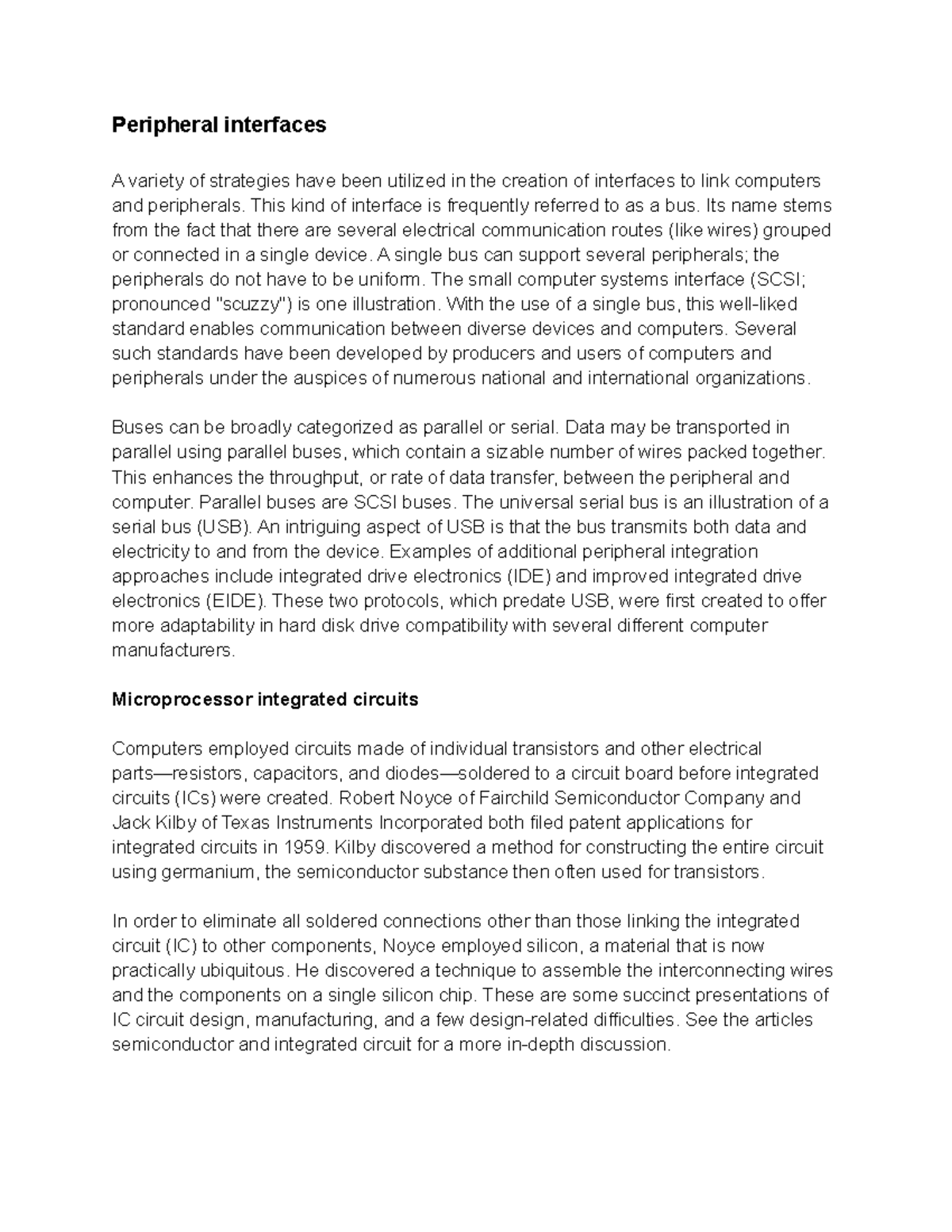 Peripheral interfaces - This kind of interface is frequently referred ...