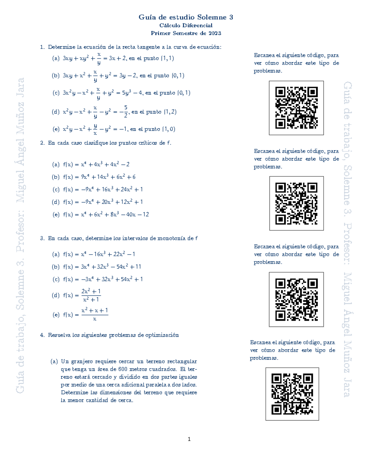 Guía de estudios Solemne 3 - Guía de trabajo, Solemne 3. Profesor: Miguel Ángel Muñoz Jara Guía ...