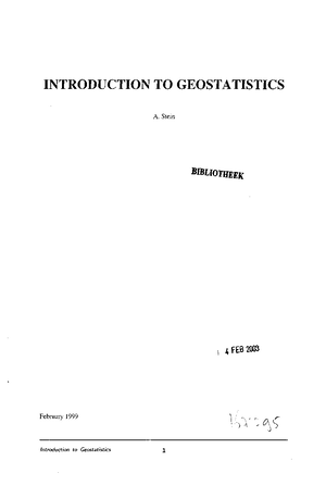 Intro To Geostatistics 3x2 - Software Analysis And Design - Studocu