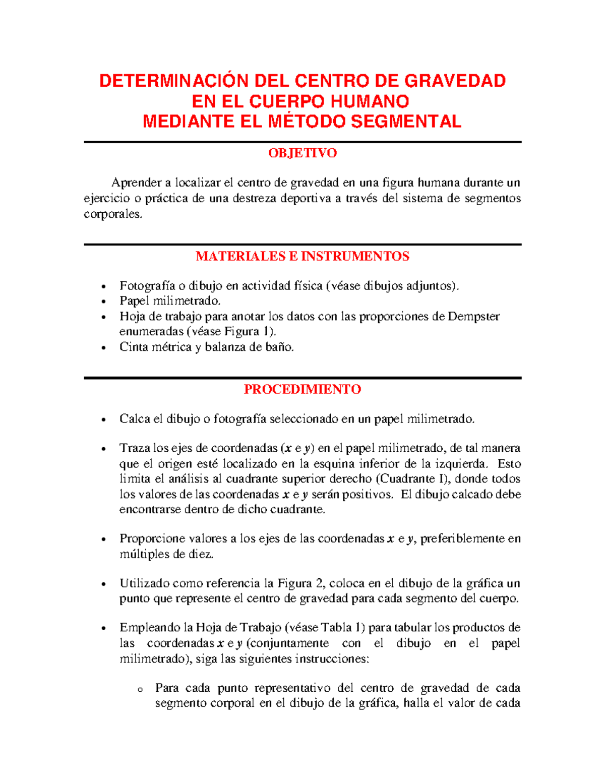 Determinación DEL Centro DE Gravedad EN EL Cuerpo Humano - DETERMINACIÓN DEL CENTRO DE GRAVEDAD ...