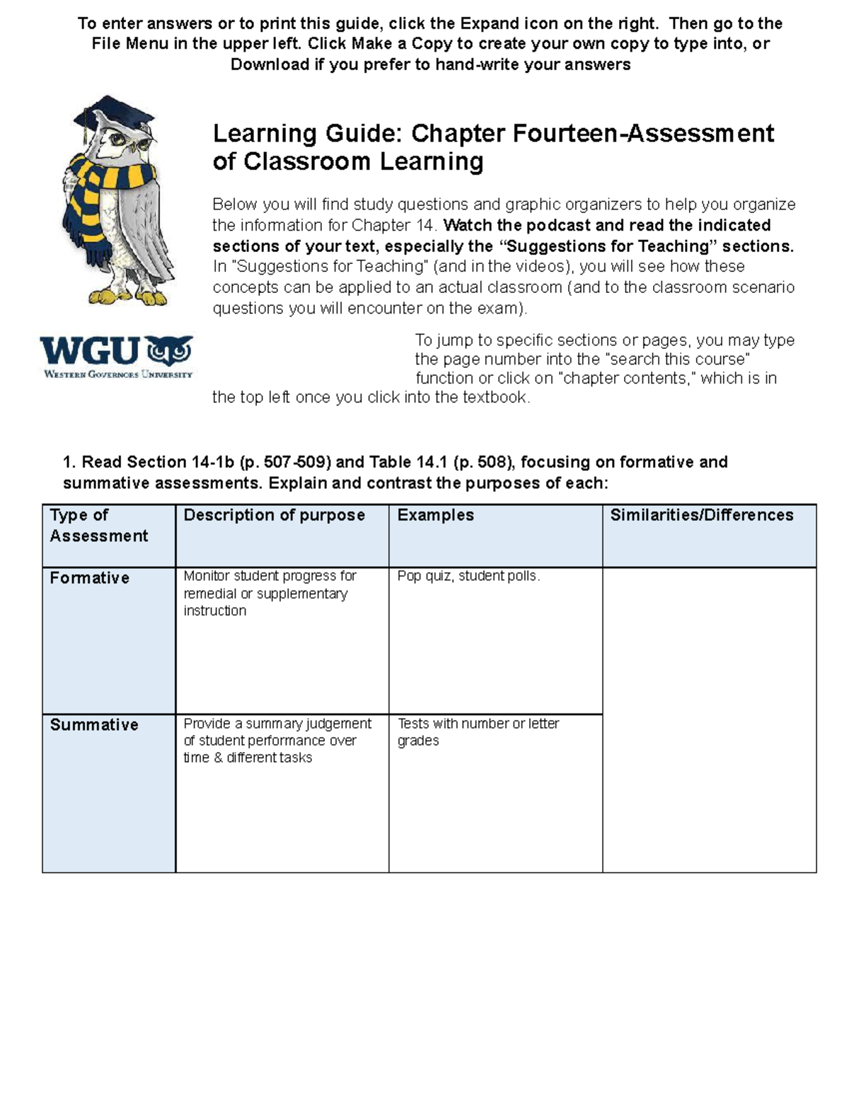 Chapter 14 Learning Guide - To enter answers or to print this guide ...