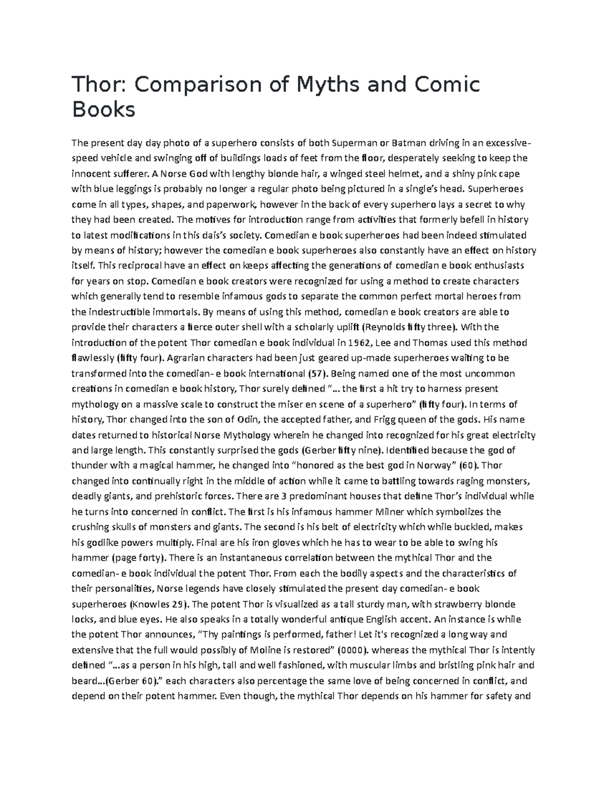 Thor Comparison of Myths and Comic Books - Thor: Comparison of Myths ...