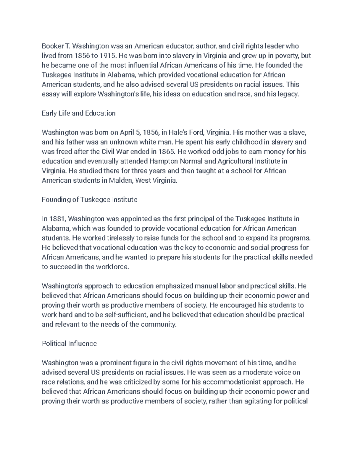 Booker T Washington - Booker T. Washington was an American educator ...