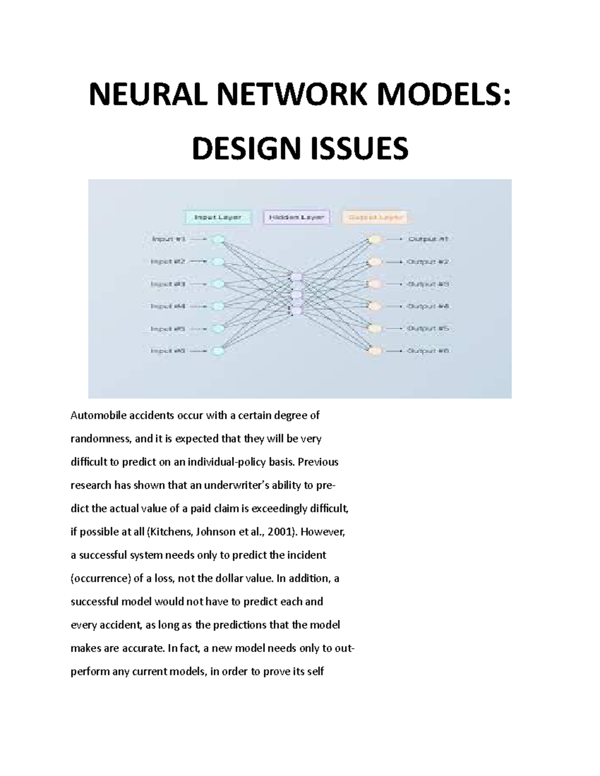 Neural Network Models Design Issues - NEURAL NETWORK MODELS: DESIGN ...