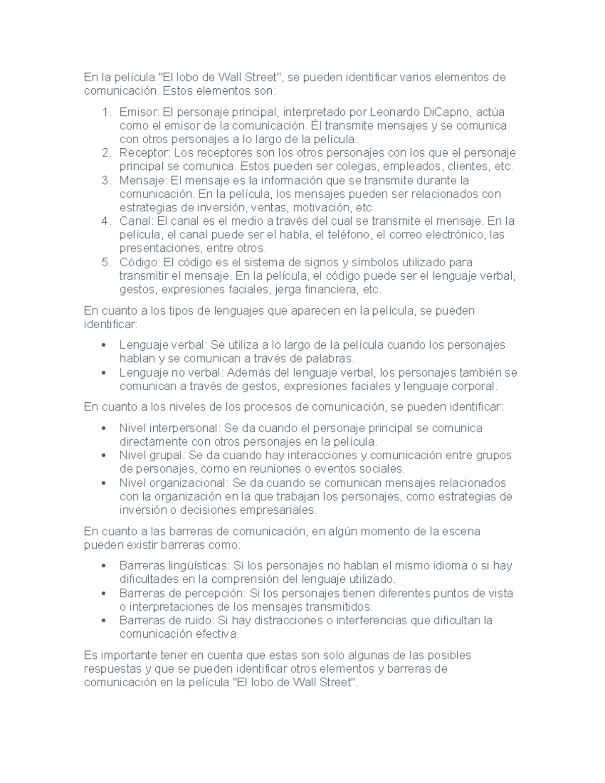 API Módulo 1 Comunicación Efectiva - En la película "El lobo de Wall ...
